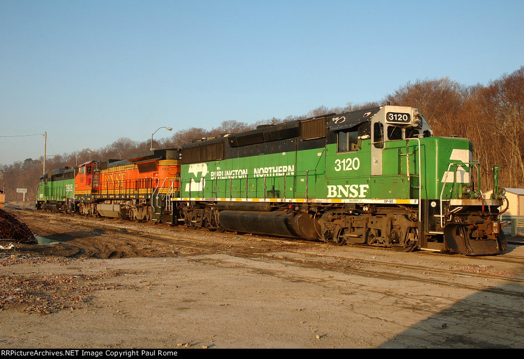 BNSF 3120, EMD GP50, at Gibson Yard